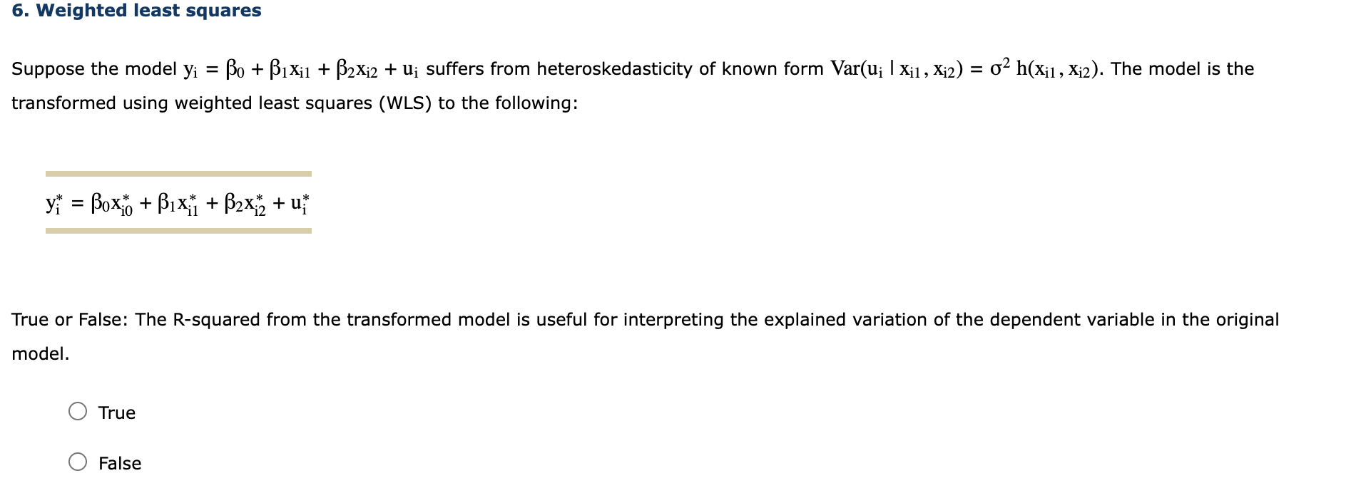 Solved Suppose the model yi=β0+β1xi1+β2xi2+ui suffers from | Chegg.com
