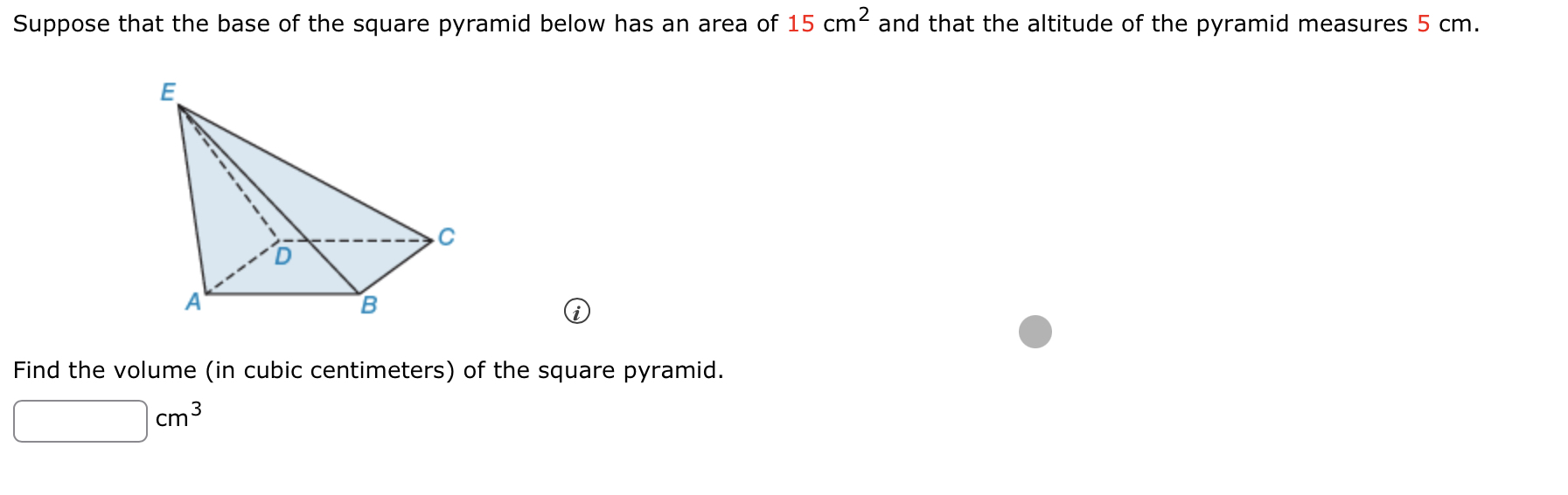 Solved Suppose that the base of the square pyramid below has | Chegg.com