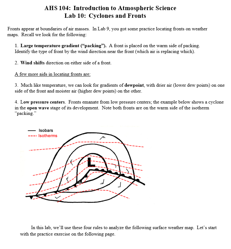Solved AHS 104: Introduction to Atmospheric Science Lab 10: | Chegg.com