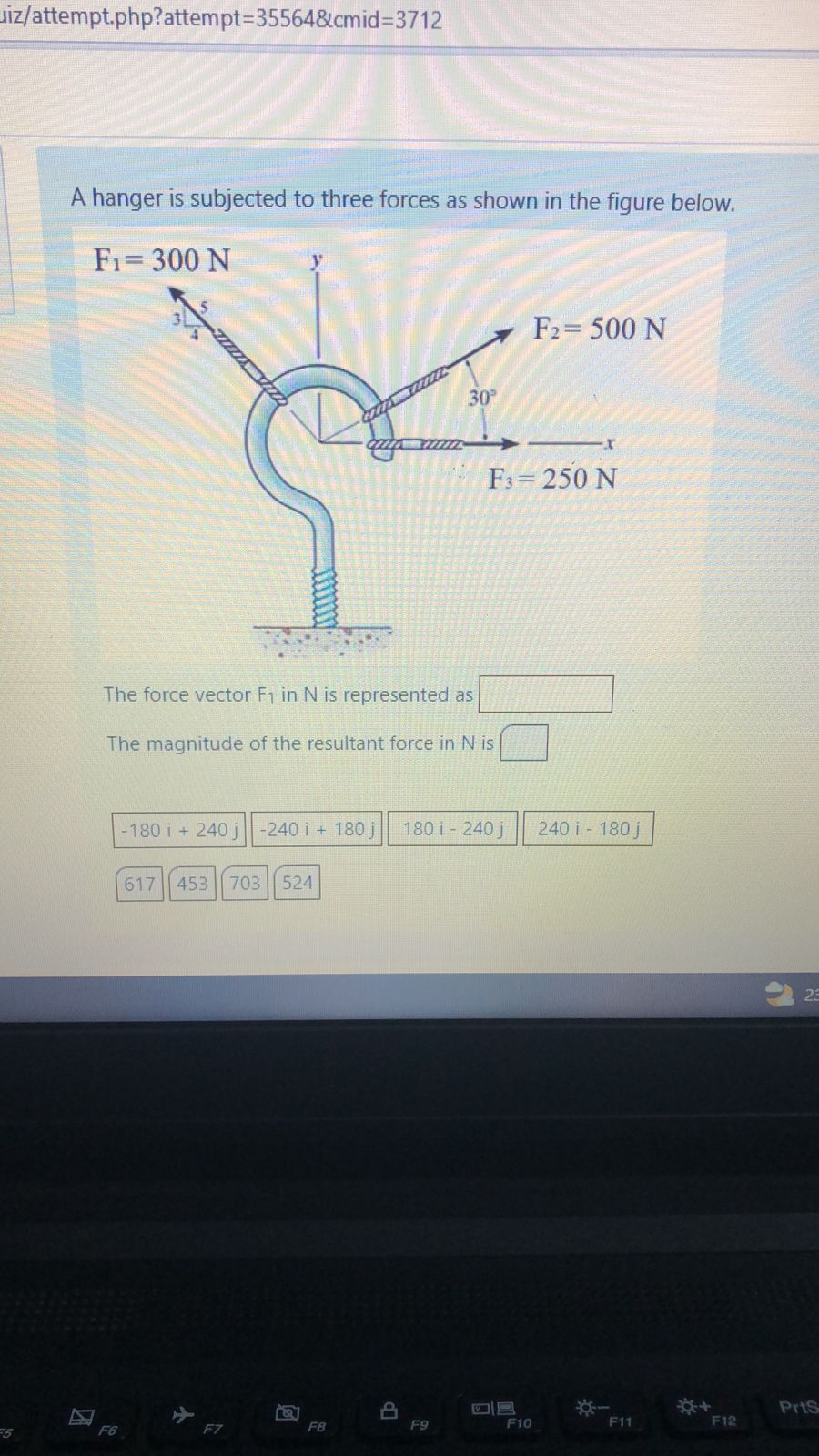 A hanger is ﻿subjected to ﻿three forces as ﻿shown in | Chegg.com
