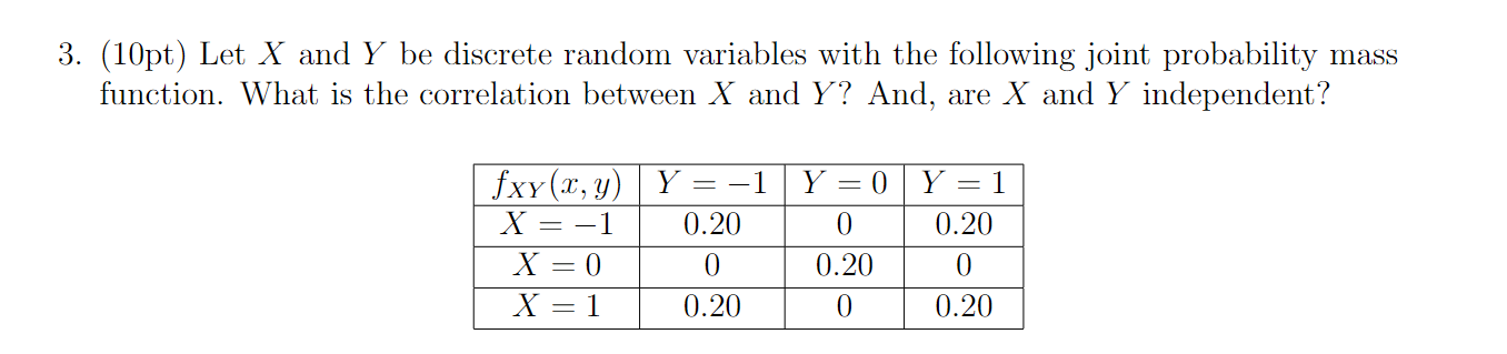 Solved 3. (10pt) Let X and Y be discrete random variables | Chegg.com