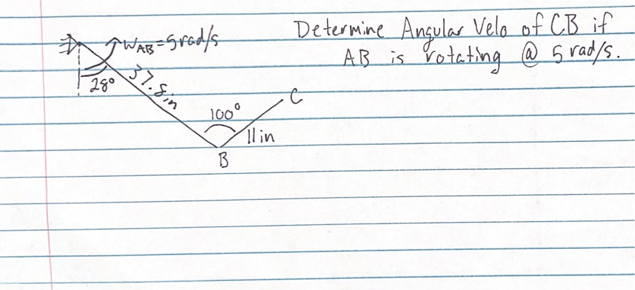Solved "WAB-Srad/s Determine Angular Velo of CB if AB is | Chegg.com