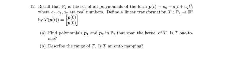 Solved Recall that P2 is the set of all polynomials of the | Chegg.com