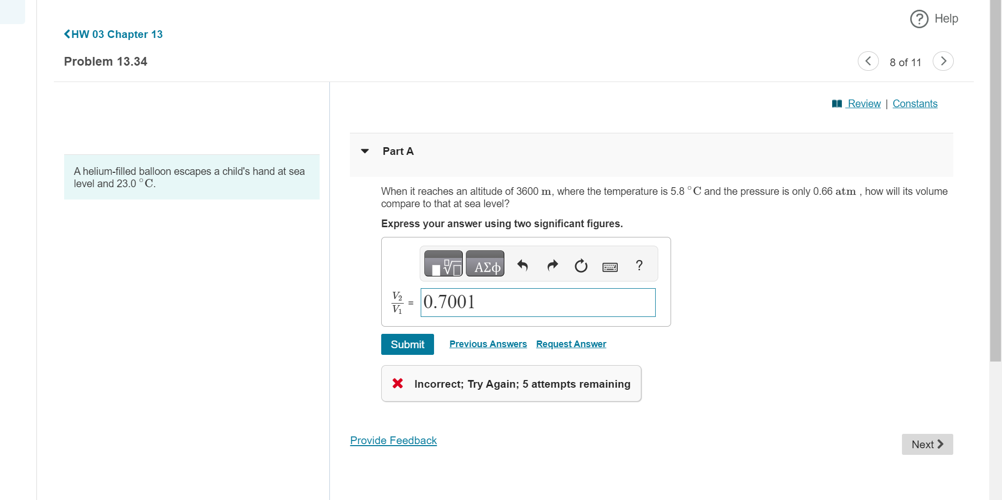 Solved If 2.85 m3 of a gas initially at STP is placed under | Chegg.com