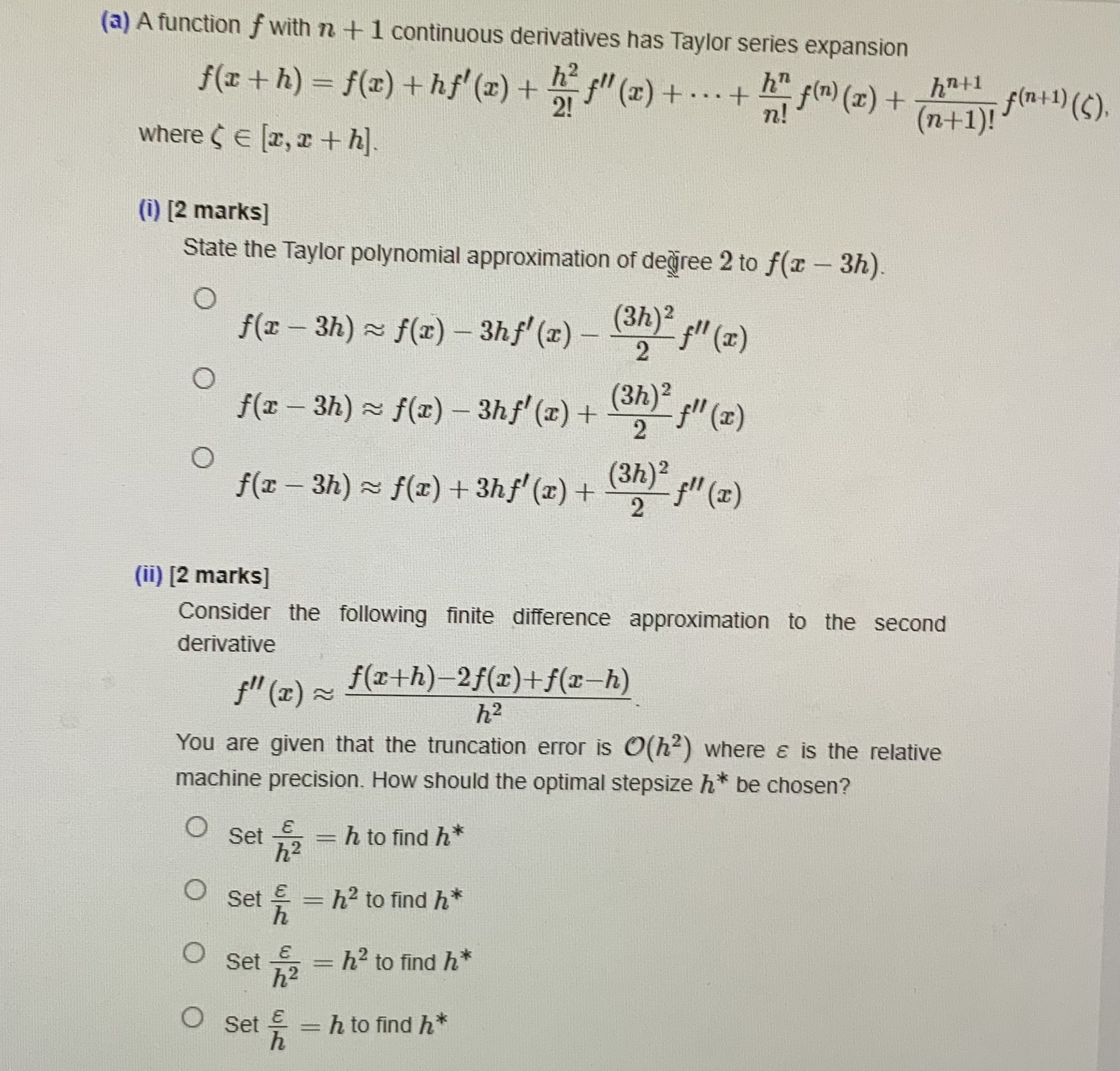 Solved (a) ﻿A function f ﻿with n+1 ﻿continuous derivatives | Chegg.com