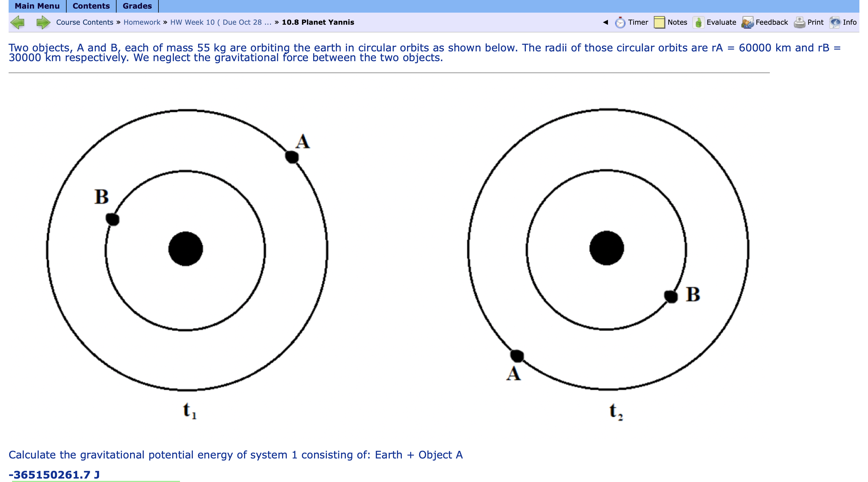 Solved Two objects, ?( A ??) ﻿and ?( B ??), ﻿each of ﻿mass | Chegg.com