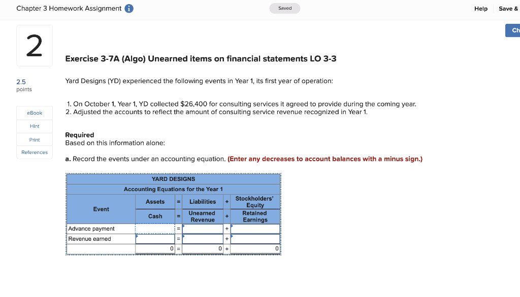 Solved Chapter 3 Homework Assignment Saved Help Save & Ch 2 | Chegg.com
