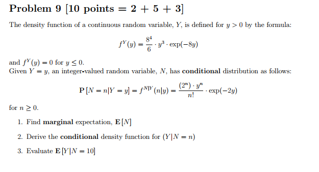 Solved Problem 9 (10 points = 2 + 5 + 3] The density | Chegg.com