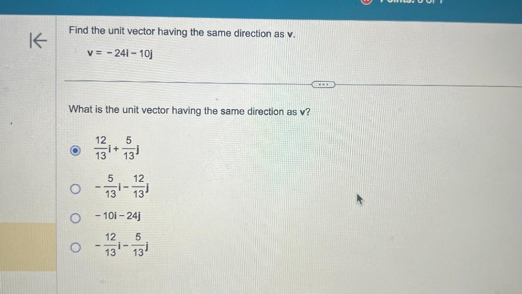 Solved Find the unit vector having the same direction as v. | Chegg.com