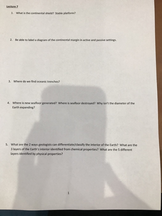 Solved Lecture 1. What is the continental shield? Stable | Chegg.com