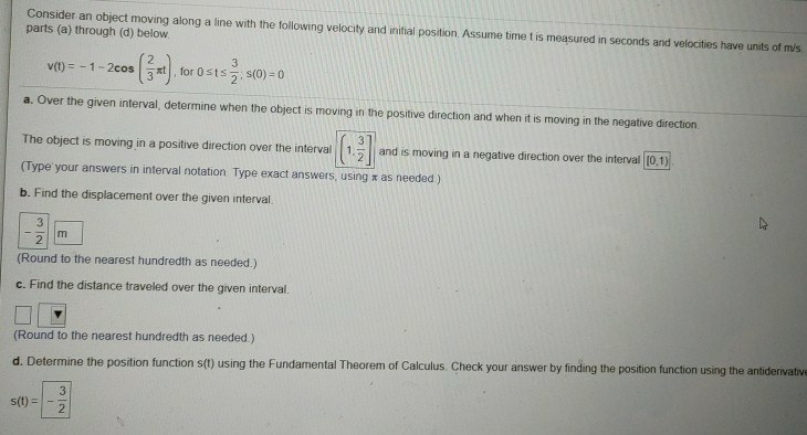 Solved Consider an object moving along a line with the | Chegg.com
