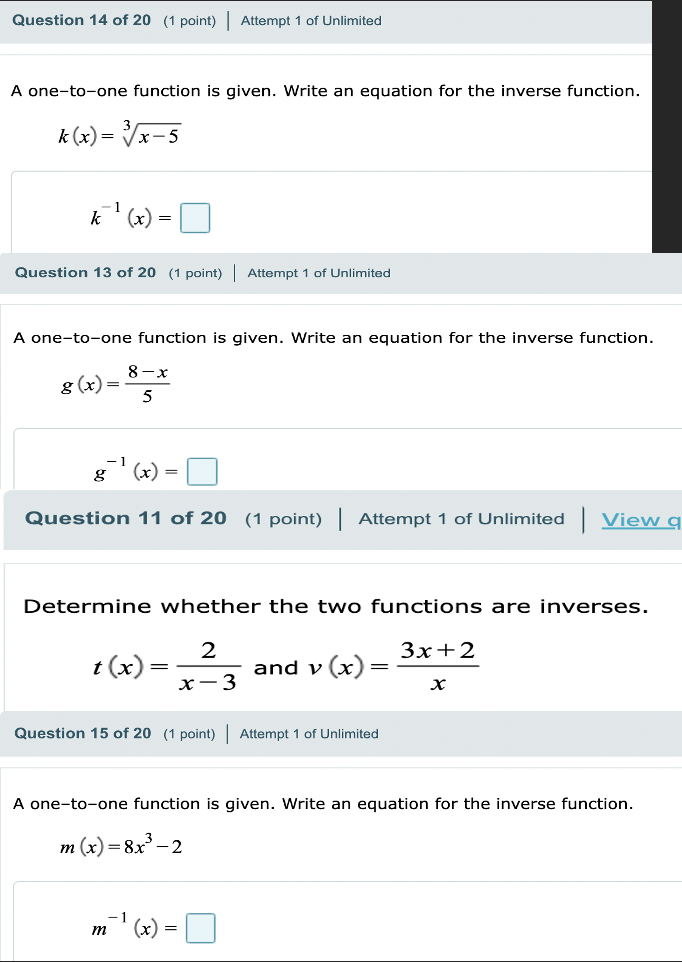 Solved Question 14 of 20 (1 point) Attempt 1 of Unlimited A | Chegg.com