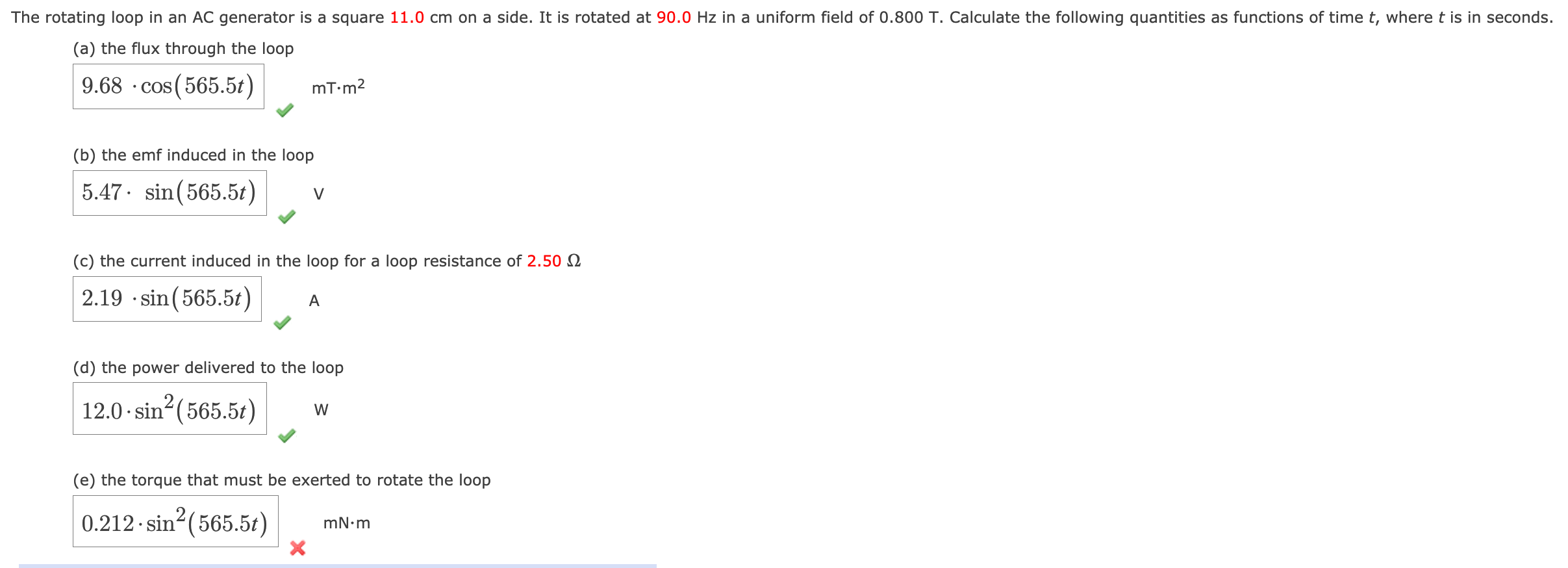 Solved The rotating loop in an AC generator is a square 11.0 | Chegg.com