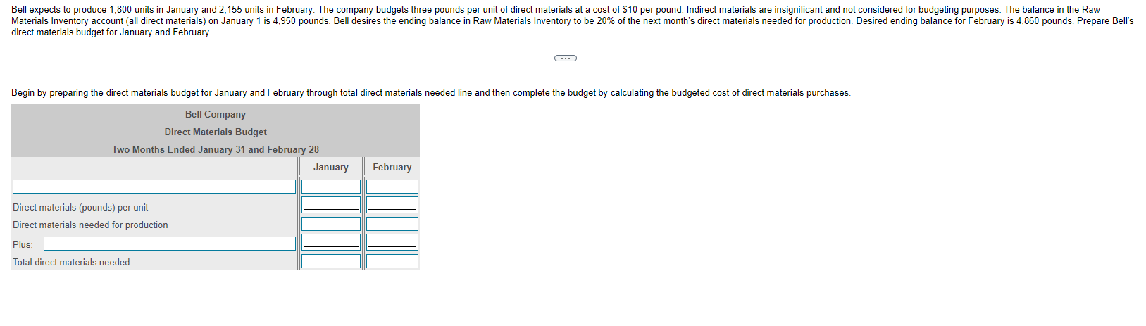 Solved Bell expects to produce 1,800 units in January and | Chegg.com