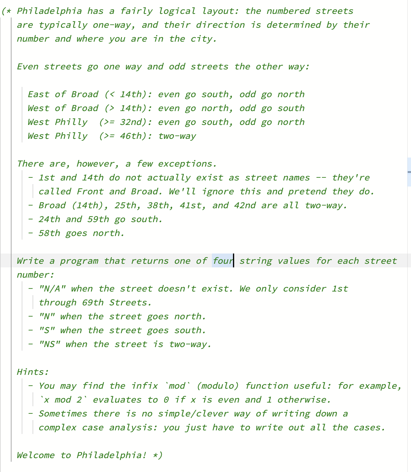 Solved Use Ocaml To Write A Program That Returns One Of Four