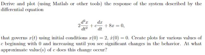 Solved Derive and plot (using Matlab or other tools) the | Chegg.com
