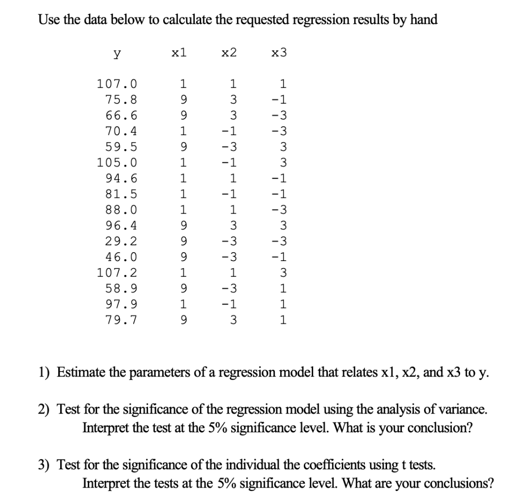 Solved Use the data below to calculate the requested | Chegg.com