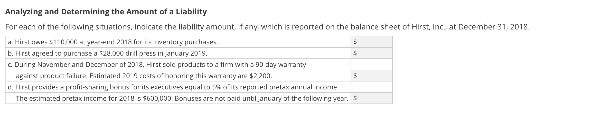 Solved A Analyzing and Determining the Amount of a Liability | Chegg.com