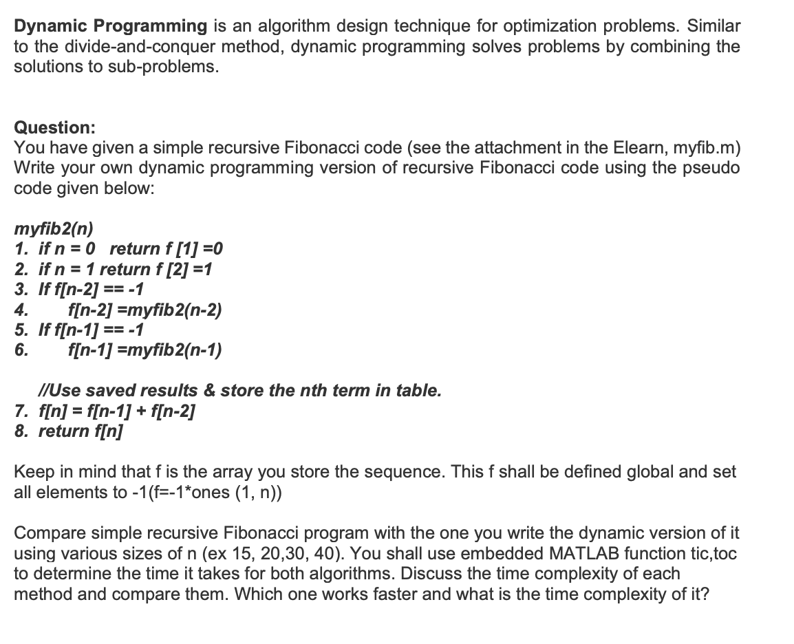 Solved function y = myfib(n) if (n==1) y= 0; elseif | Chegg.com