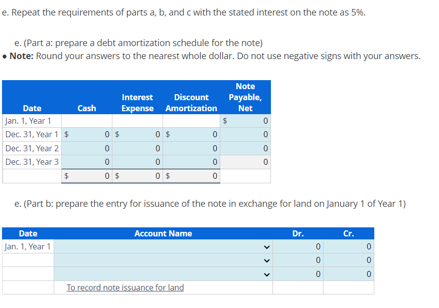 Solved e. Does the total cost of borrowing change when the | Chegg.com