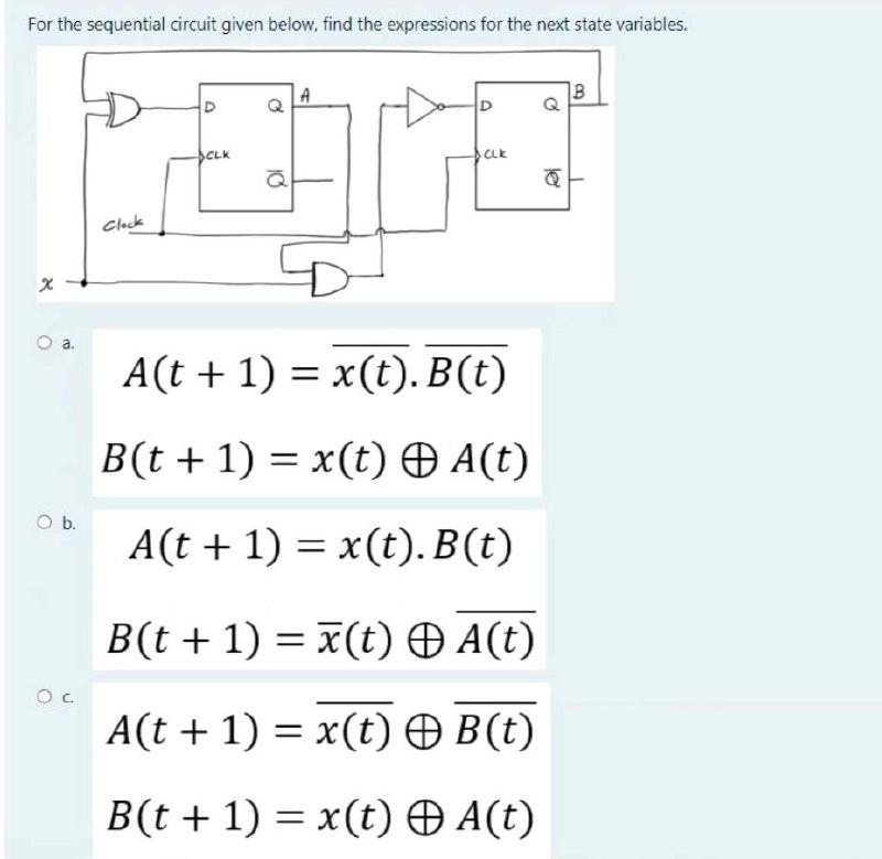 Solved For the sequential circuit given below, find the | Chegg.com