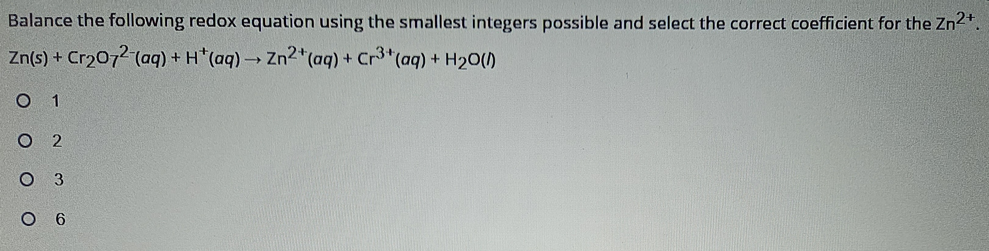Solved Balance the following redox equation using the | Chegg.com