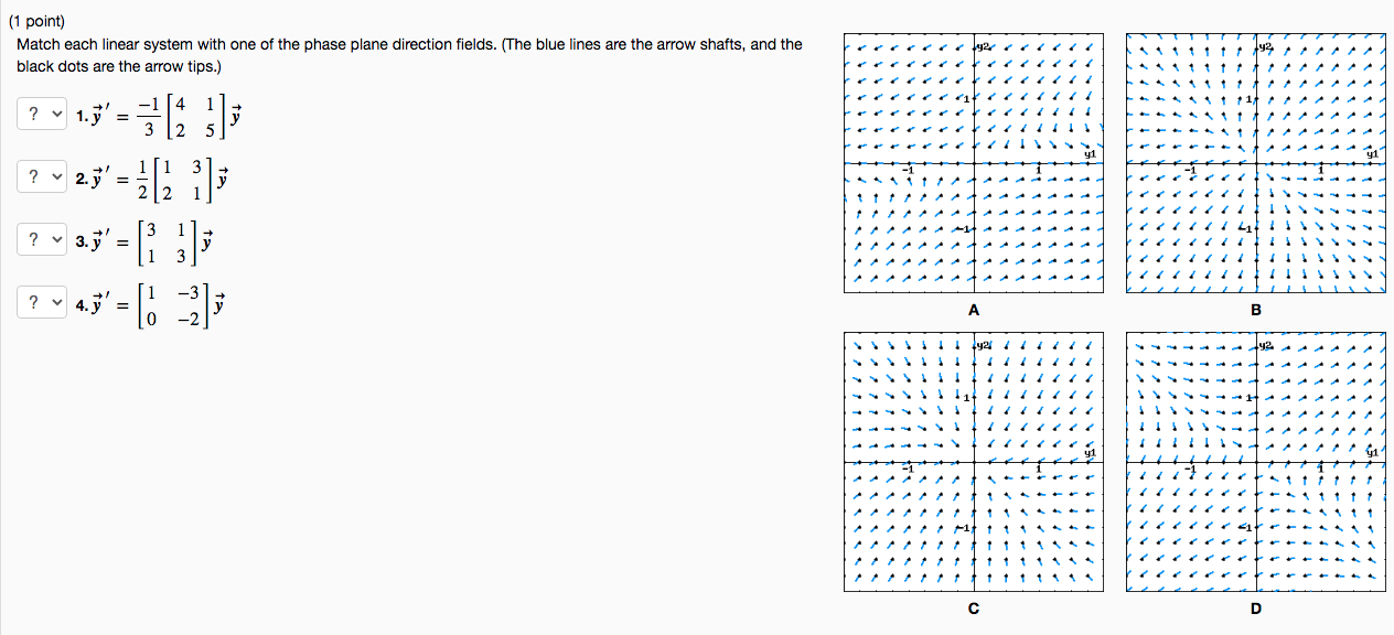 Solved (1 point) Match each linear system with one of the | Chegg.com Solved (1 point) Match each linear system with one of the | Chegg.com