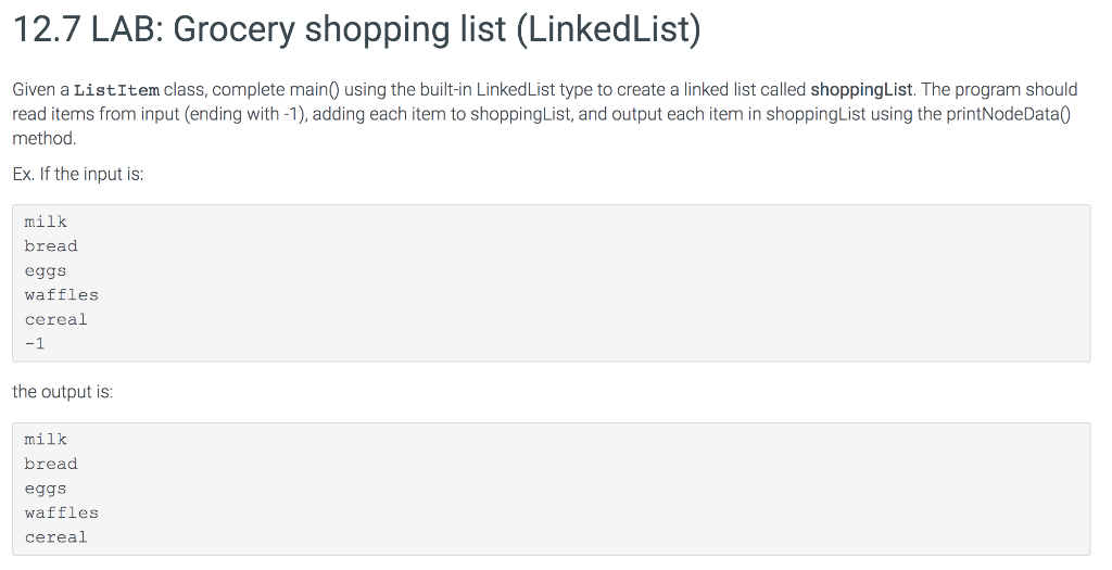 Solved Current file: ShoppingList.java Load default | Chegg.com