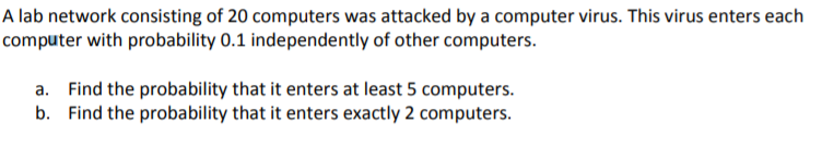 Solved A lab network consisting of 20 computers was attacked | Chegg.com