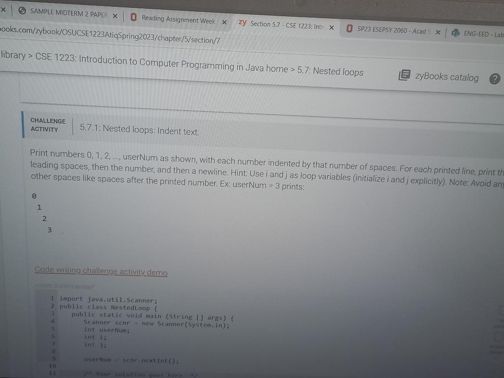 Solved Print Numbers 012 Usernum As Shown With Each 