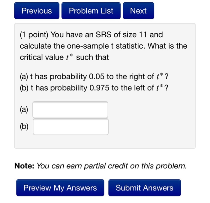 Solved You have an SRS of size 11 and calculate the | Chegg.com