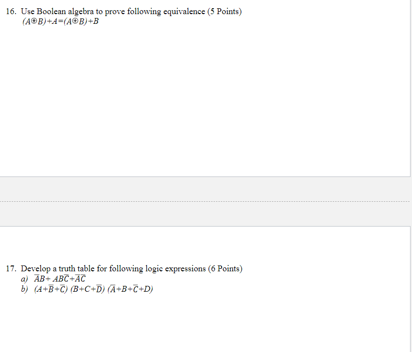 Solved 16. Use Boolean algebra to prove following | Chegg.com