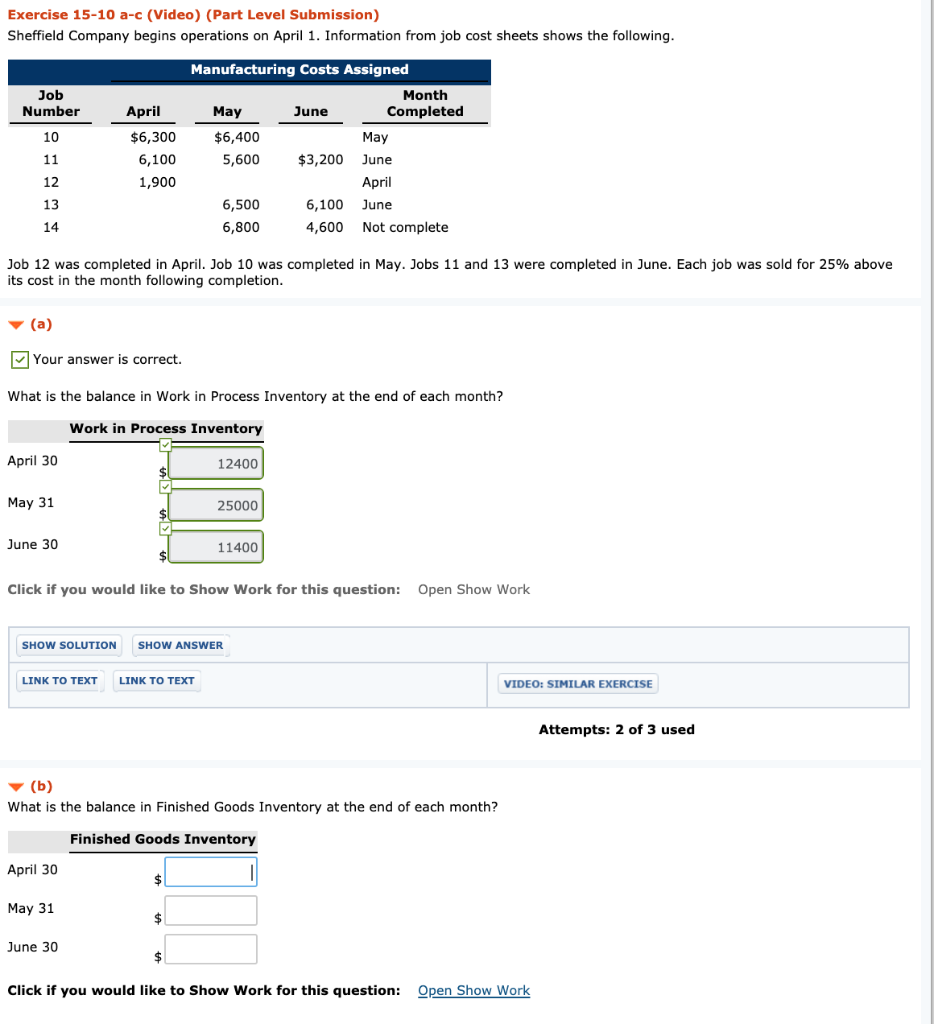 Solved Exercise 15-10 a-c (Video) (Part Level Submission) | Chegg.com