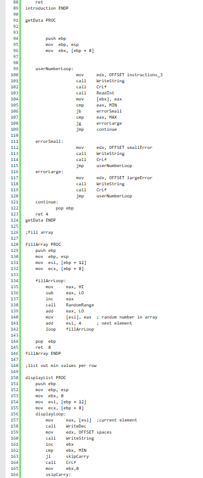 Solved MASM Assembly Language: I need my program to sort the | Chegg.com