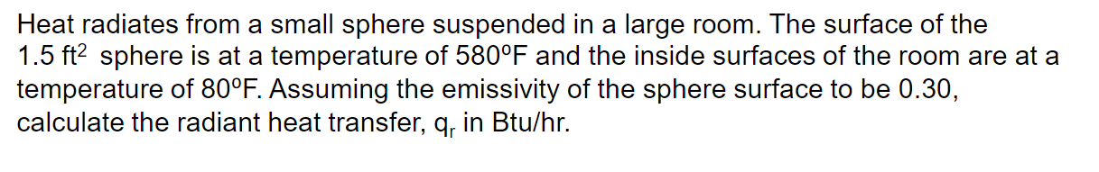 Solved Heat radiates from a small sphere suspended in a | Chegg.com