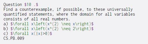 Solved Question $10 .$ Find a counterexample, if possible, | Chegg.com