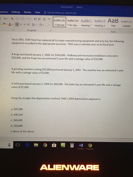 Solved Document1 -Word erences Mailings Review View ’Tell me | Chegg.com