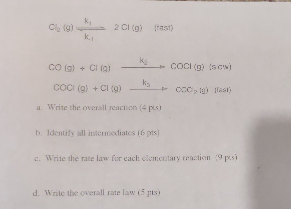 Solved 3. The reaction of CO with Cl2 gives phosgene | Chegg.com