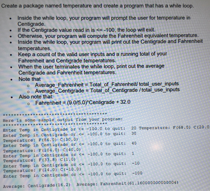 Solved Create A Package Named Temperature And Create A