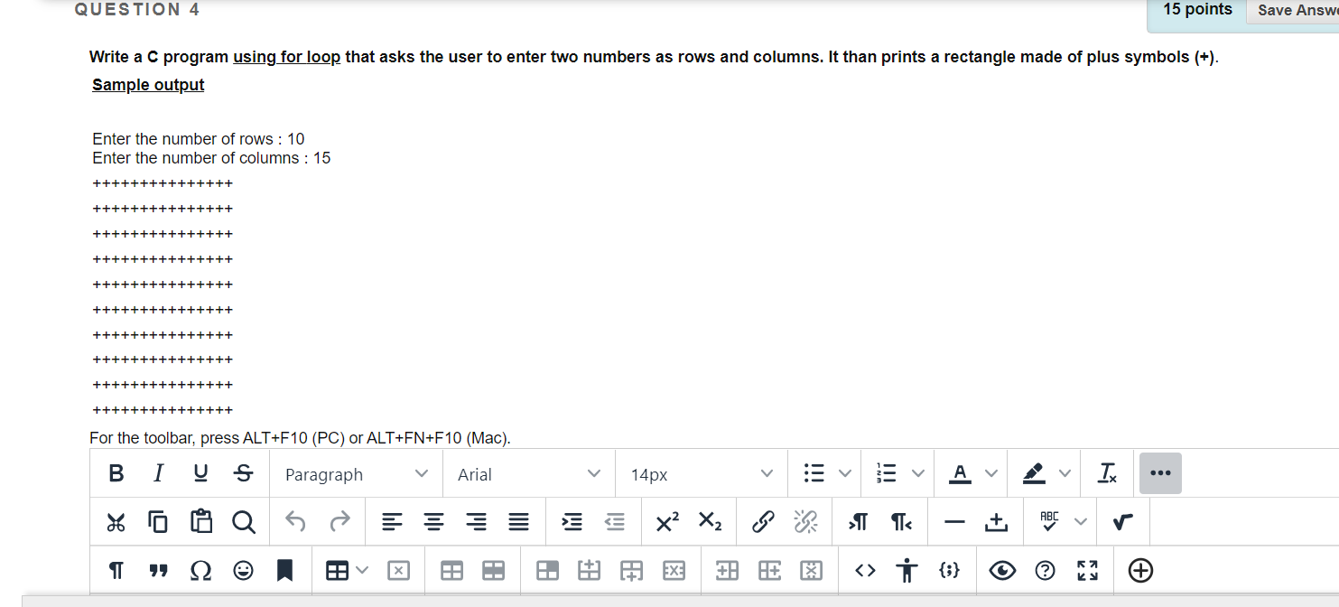 Solved QUESTION 4 15 points Save Answ Write a C program | Chegg.com