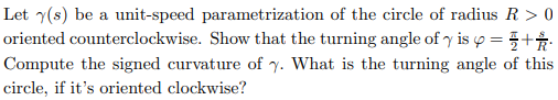 Solved Let y(s) be a unit-speed parametrization of the | Chegg.com