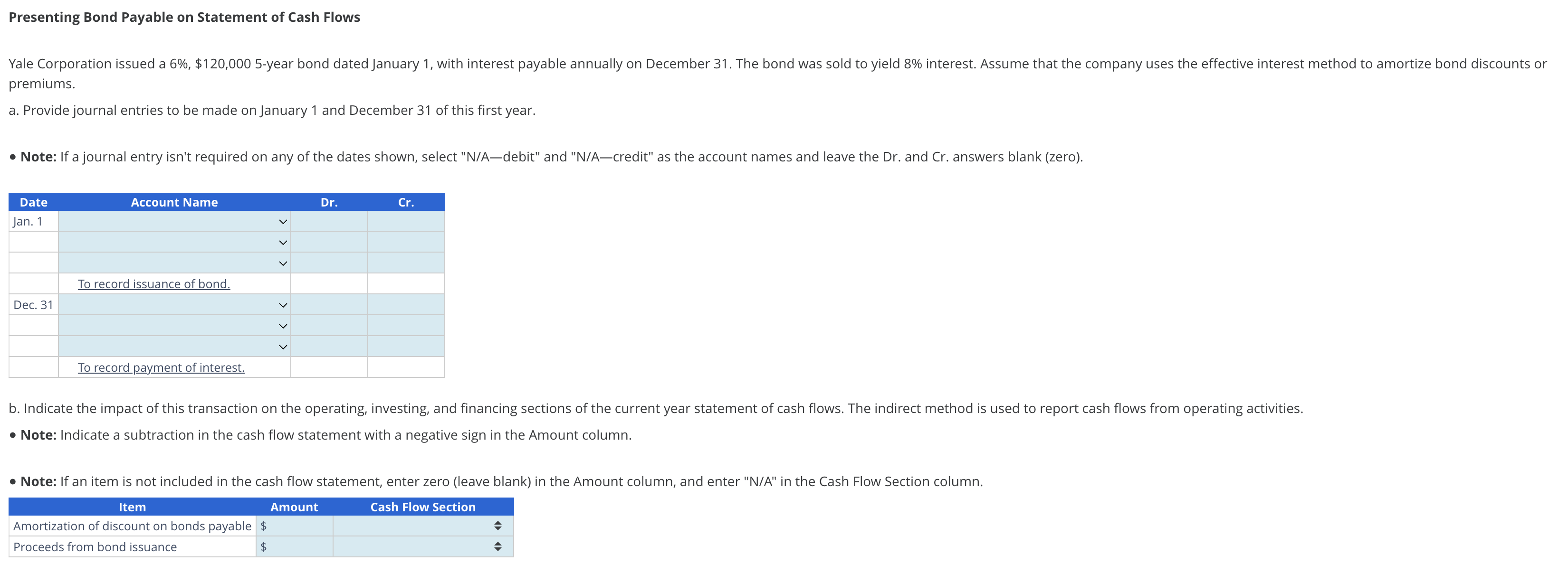 Solved Presenting Bond Payable on Statement of Cash Flows | Chegg.com