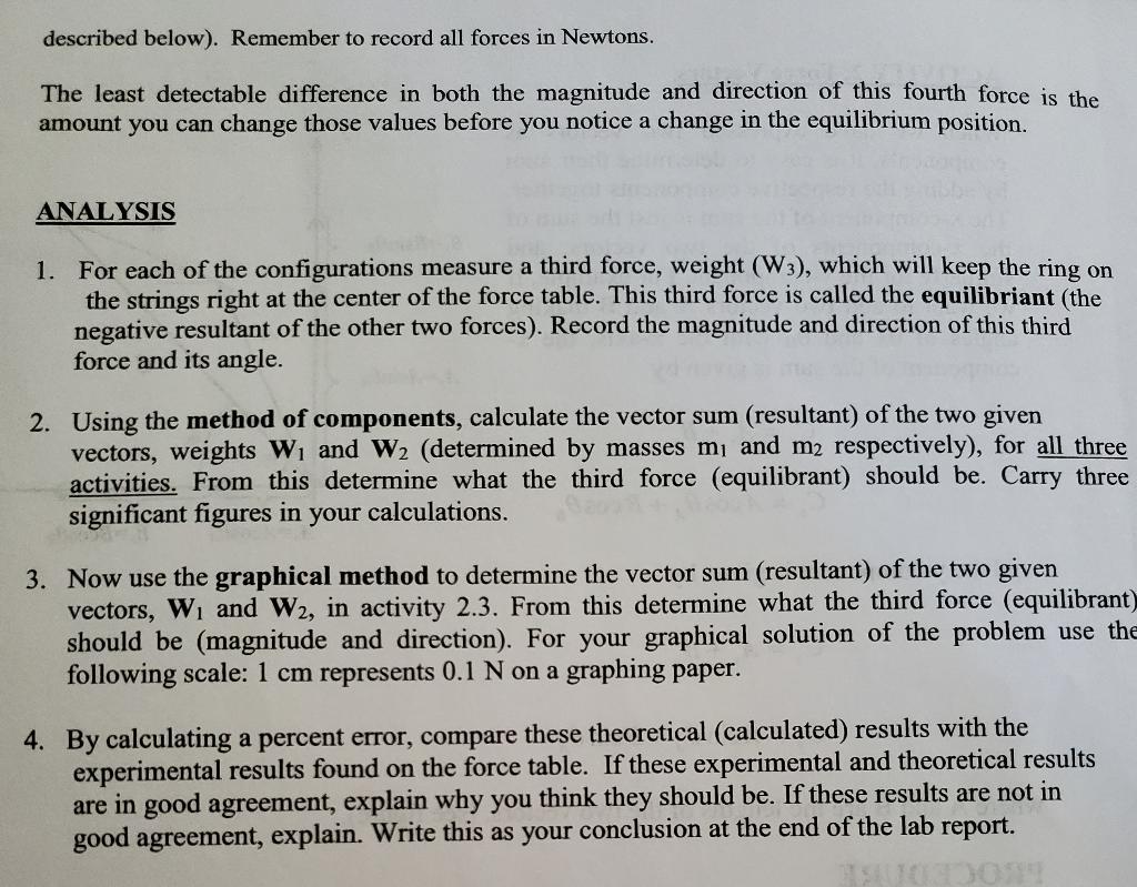 Lab 5 - Vector Addition and Static Equilibrium | Chegg.com