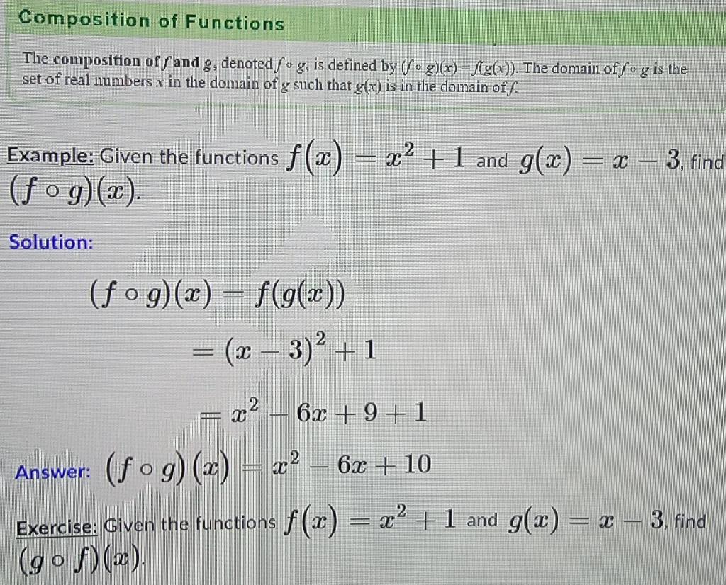 Solved The composition of f and g, denoted ∫∘g, is defined | Chegg.com