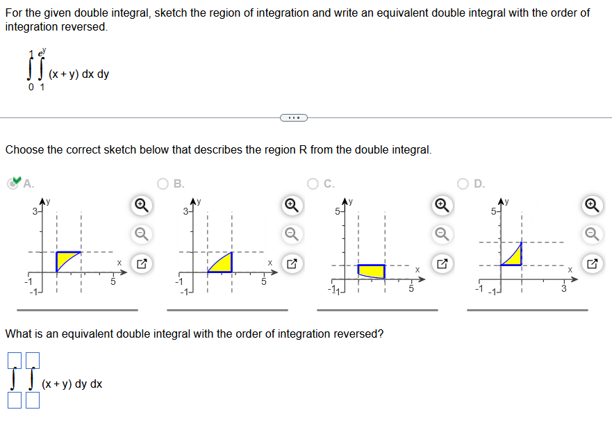 Solved For the given double integral, sketch the region of | Chegg.com
