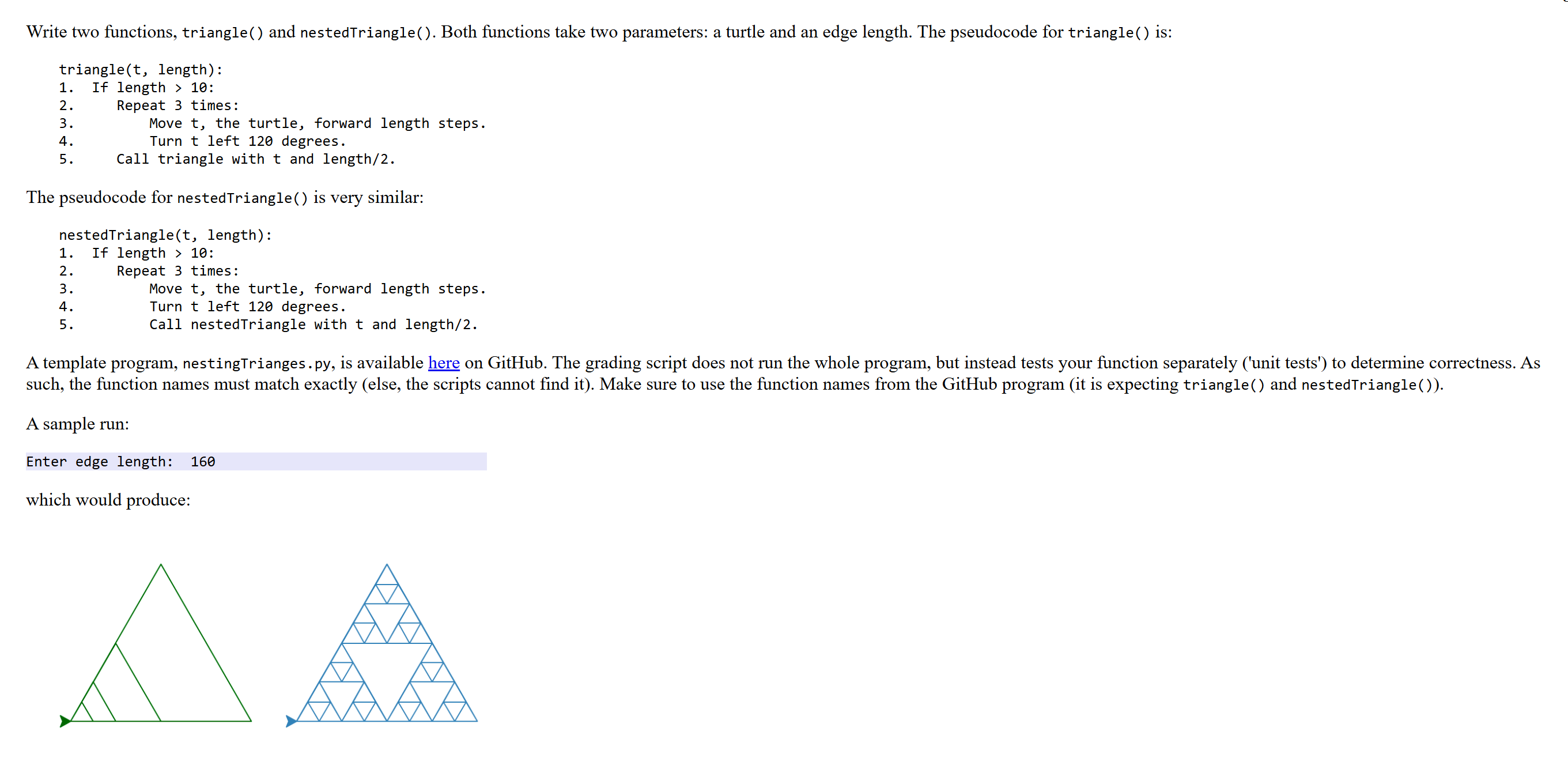 Solved Write two functions, triangle() ﻿and | Chegg.com