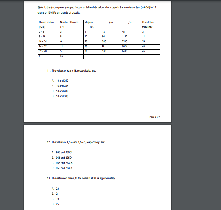 Solved Refer to the incomplete) grouped frequency table data | Chegg.com
