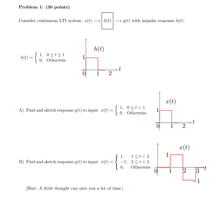 Solved Problem 1: (30 points) Consider continuous LTI | Chegg.com Solved Problem 1: (30 points) Consider continuous LTI | Chegg.com