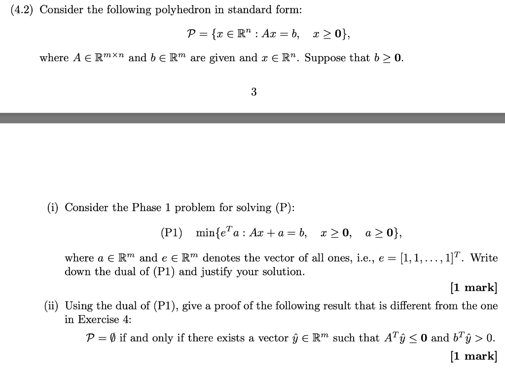 Solved (4.2) Consider the following polyhedron in standard | Chegg.com