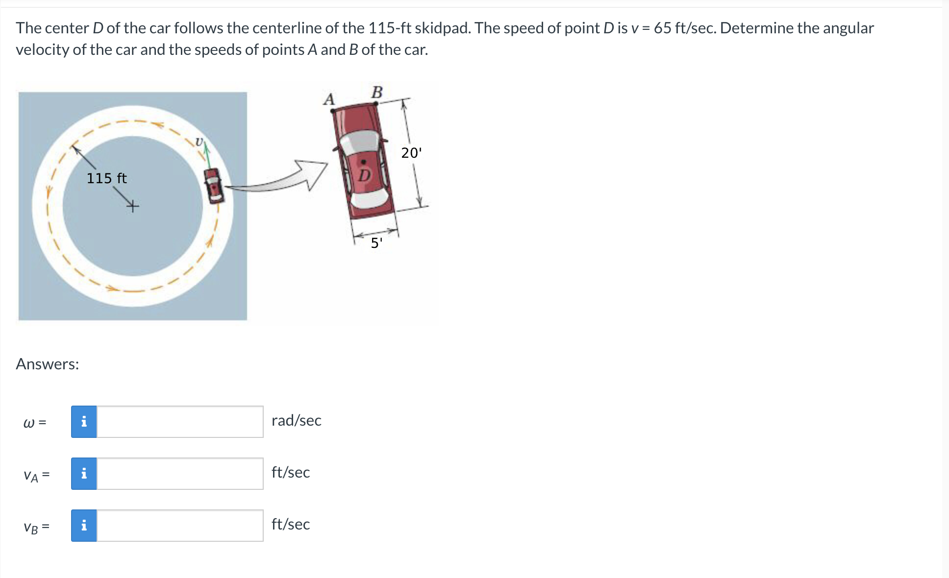 Solved The center D of the car follows the centerline of the | Chegg.com